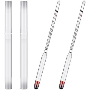 2 Pcs Glass Hydrometer, Alcoholmeter 0-200 Proof and 0-100 Tralle, Alcohol Tester, Hydrometer Glass Alcohol Measuring Device for Distilling Moonshine Brewing Wine Measure Alcohol Content