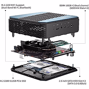 COOFUN EliteMini HX90 Mini PC AMD Ryzen 9 5900HX Mini Computers,8 Cores/16 Threads 32 GB RAM 512 GB PCIe SSD, Support 2X 2.5 inch HDD, 2X HDMI&2X DisplayPort, 2.5G RJ45, 6 X USB Port, 2X Mic,