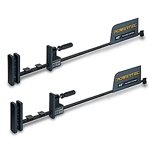 POWERTEC 71602 40-Inch Parallel Clamps for Woodworking | 90 Degree Heavy Duty Steel Bar Jaw Clamp Spreader Tool | 2PK