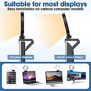 FDKOBE Webcam Lighting,Ring Light for Laptop/Computer,Zoom Call Lighting,4''Small Video Conference Lighting with Webcam Style Mount and Tripod,3 Light Modes&10 Brightness Levels,Selfie 3000k