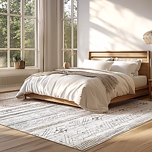 Area Rug for Living Room 5x7 - Large Indoor Washable Rugs Geometric Neutral Rug Farmhouse Soft Floor Carpet Modern Foldable Rug for Bedroom Home Dining Office - Brown