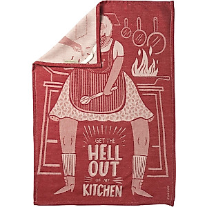 Primitives by Kathy LOL Made You Smile Jacquard Dish Towel, 20" x 28", Get The Hell Out of My Kitchen