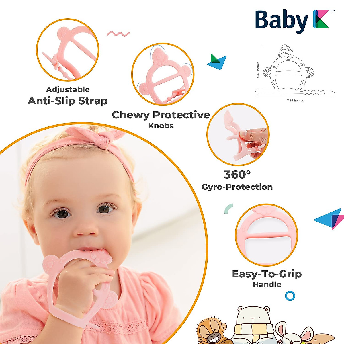 BABY K Baby Teething Toys Set 10 Pcs (Pink) - Teething Mitten for Infants - Freezable Teething Toys for Gum Relief - Sensory Toys for Babies with Soft Nubs - Teething Mittens for Babies 0-6 Months