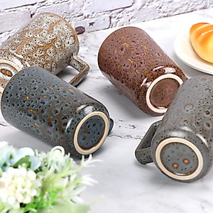 QUTREY Coffee Mugs Set of 4, Large Ceramic Coffee Mugs with Handle, Drinking Mug Cups for Latte, Tea, Cocoa, Milk, Juice, Assorted Rock Magma Patterns, 15oz