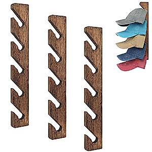 TRIRITE 3 Pack Wooden Wall Mount Baseball Caps Organizer Hanger, Wall Vertical Hat Racks for Closet Door Bedroom Entryroom Laundry