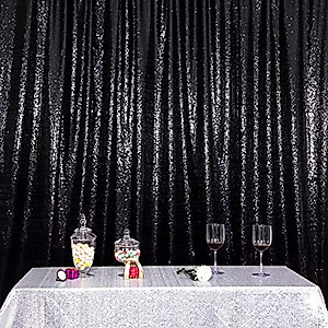 Juya Delight 6FT X 8FT Non-Transparent Sequin Photography Background Backdrop Curtain for Birthday Party Wedding Festival Ceremony (Black)