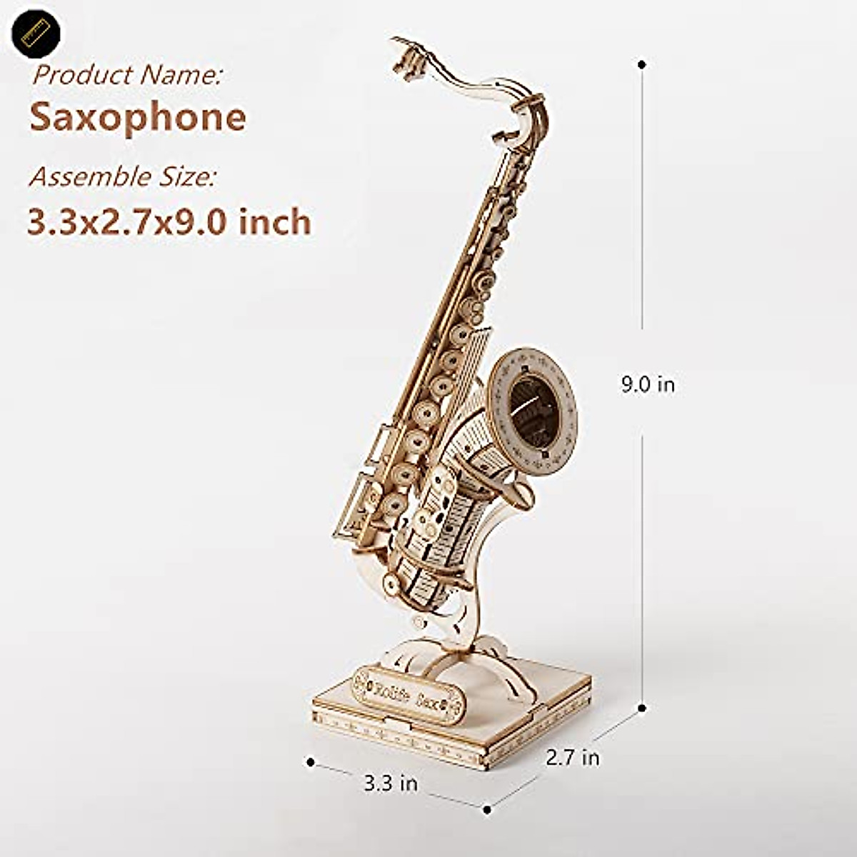 ROBOTIME 3D Puzzle for Kids Wooden Craft Kits DIY Model Saxophone Kit to Build Creative Arts Puzzle Toy Pefect Gift for Teens