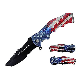 Blazing S. CS Style Pocket Folding Knife I Stainless Steel Blade I ABS Plastic Handle I EDC I Camping I Outdoor Activities I (Flag 2)