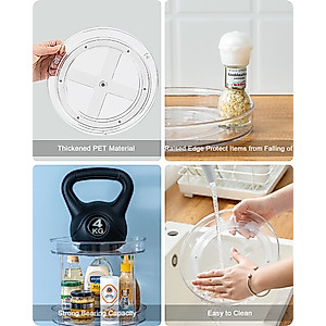 Roninkier 2-Tier Clear Lazy-Susan Turntable – 11-Inch Pantry Spice-Rack Cabinet-Organizer – Plastic Lazy Susan Makeup Organizer for Bathroom Countertop