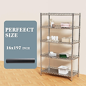 FLPMIX Wire Shelf Liner 16 inch Wide, Standard Size (16 by 197 Inch, Transparent Grey), Waterproof Pantry Shelf Liner, Thick Plastic Kitchen Cabinets Liner for Wire Racks, Heavy Duty Metal Shelves