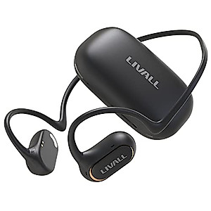LIVALL LTS21 - Open-Ear Headphones - Air Conduction Detachable Wireless Sport Earphones for Workouts and Running Built-in Mic for Music, Phone Call, Lightweight Safer and Comfort - Midnight Black