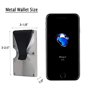 Metal Wallets for Men with Money Clip - Slim Minimalist Aluminum Wallet Credit Card Holder RFID Blocking(Cd Raised Grain, Silver)