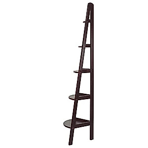 Casual Home 5-Shelf Corner Ladder Bookcase, Espresso