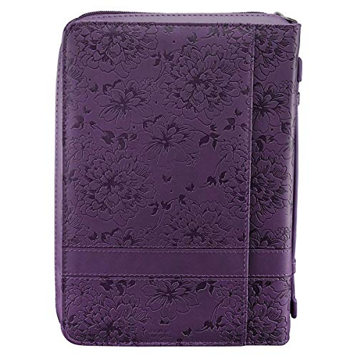 Christian Art Gifts Women's Fashion Bible Cover I Can Do All Things Philippians 4:13, Purple Floral Faux Leather, Large