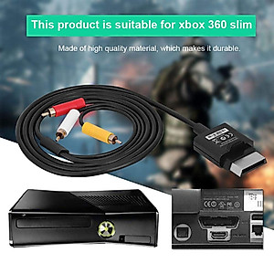 1.8M Component AV Cable Audio Video Cord Optical Cable for XBOX360 Game Slim Replacement Quality ABS TV Cord Compatible for Microsoft 360 Console