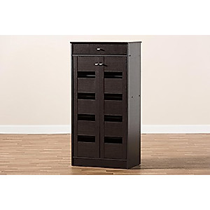 Baxton Studio Oullins Shoe Cabinet, Wenge Dark Brown