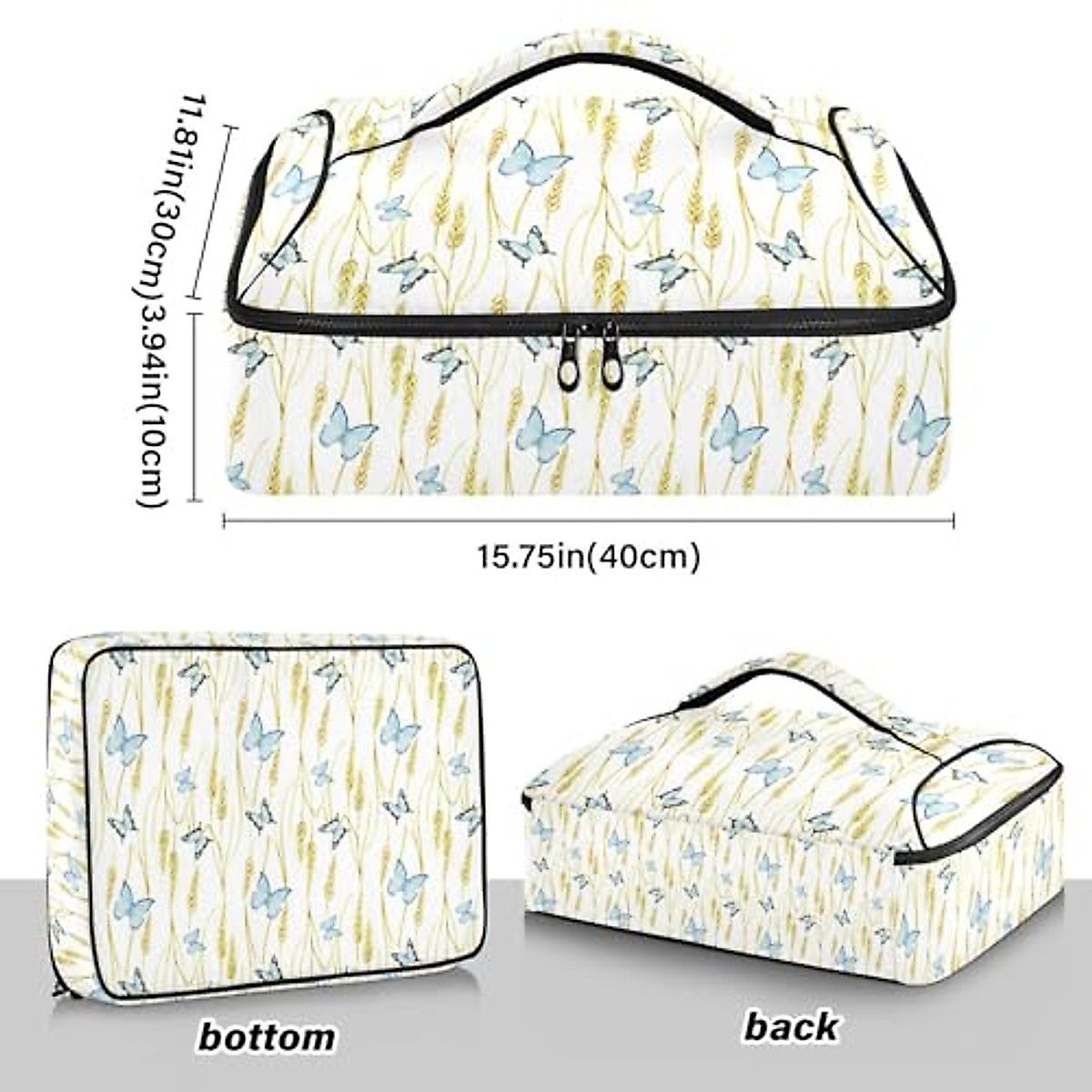 Kcldeci Insulated Thermal Food Carrier Insulated Casserole Carrier for Hot or Cold Food,Watercolor Butterfly Insulated Tote Bag for Potluck Cookouts Parties Picnic,Lasagna Lugger