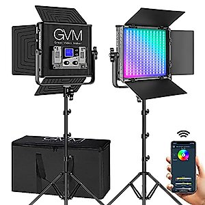 GVM 50RS RGB LED Video Light, 50W Video Lighting Kit with APP Control, 360°Full Color Led Panel Light for Gaming, Streaming, Youtube, Webex, Broadcasting, Web Conference, Aluminum Alloy Shell, CRI 97