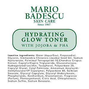 Mario Badescu Hydrating Glow Toner with Jojoba & PHA - Brightens, Rejuvenates, and Nourishes for Luminous Skin - Facial Toner and Serum Formula with Cooling Sensation