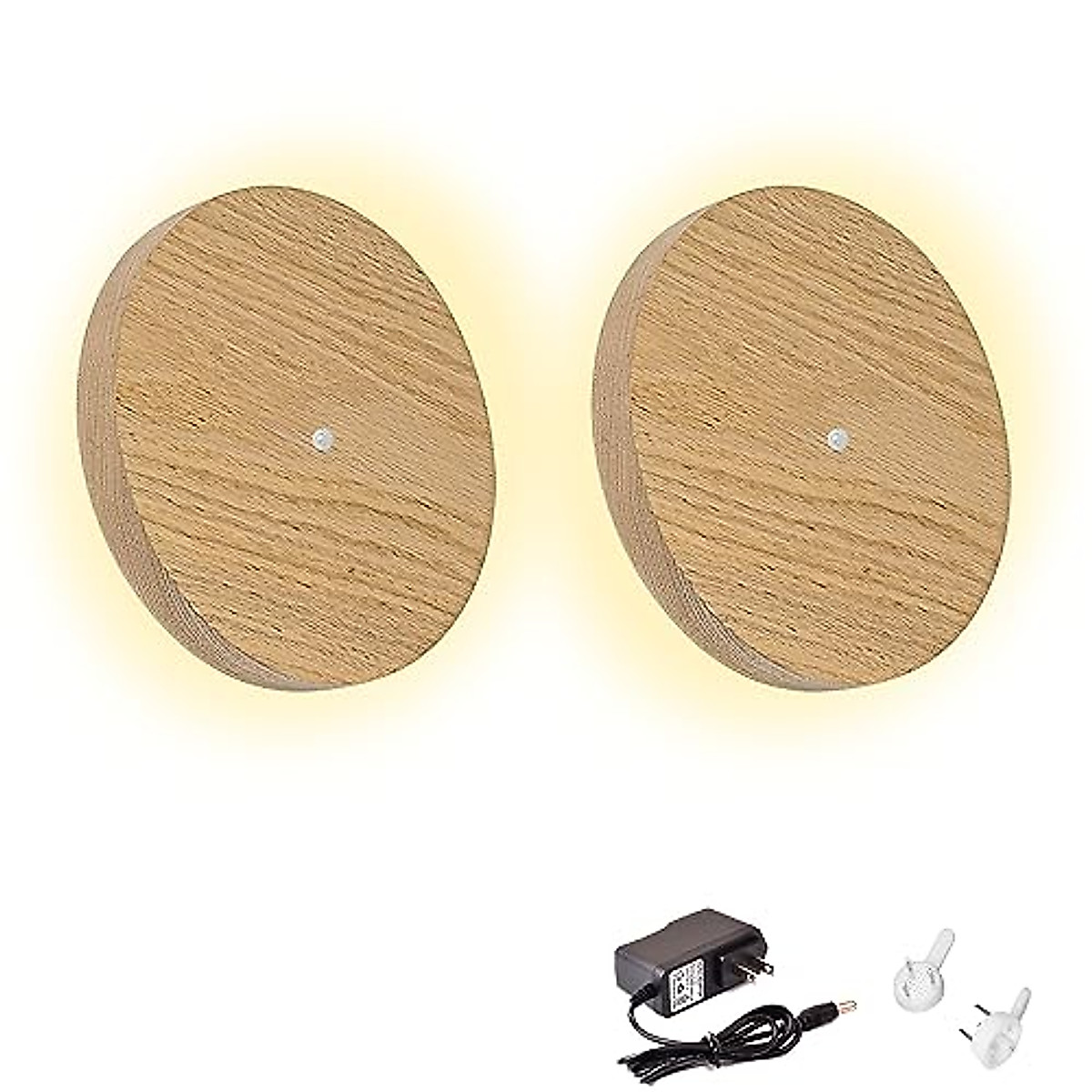 SKIVTGLAMP Nature Wood Wall Sconce Rechargeable Battery Operated LED PIP Motion IR Sensor Wall Lamp, No Drilling Cordless Farmhouse Wall Mounted for Rustic House Number Customizable Circular