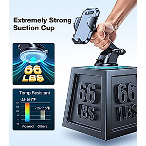 VICSEED Phone Mount for Car [66 LBS Powerful Suction][Thick Cases & Big Phones Friendly] Universal Car Phone Holder Mount Dashboard Windshield Air Vent Cell Phone Holder Car for iPhone 14/13/12