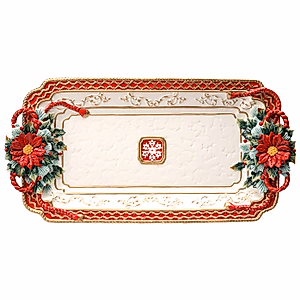 Cosmos 20-Inch Sensational Celebration Poinsettia Platter