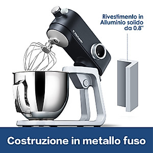 Stand Mixer,Kitchenin 5.3-Quart 8-Speeds Tilt-Head All Metal Food Mixer,400 Watt DC Motor Electric Mixer with 12-Wire Whip,Flat Beater,Stainless Steel Dough Hook & Pouring Shield,Black, KM50