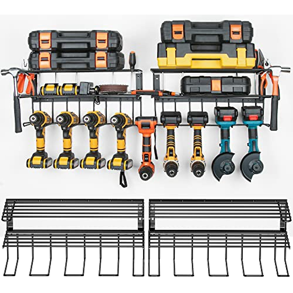 2 Pack Power Tool Organizer Wall Mount,Heavy Duty Metal Drill Holer with Screwdriver Holder,Tool Organizers and Garage Storage Rack for Garage Organization,Tool Shelf Holder for Lifetime Use