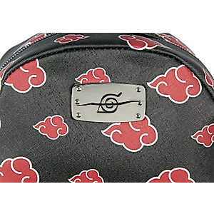 Naruto Akatsuki Sasuke Red Cloud Anti Leaf Faux Saffiano Leather Mini Backpack Bag