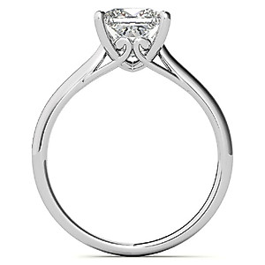 10K Solid White Gold Handmade Engagement Ring, 3 CT Princess Cut Moissanite Diamond Solitaire Wedding/Bridal Rings for Women/Her, Minimalist Rings Anniversary Ring For Gifts (6)