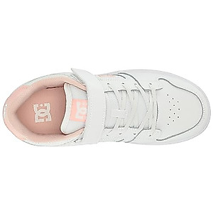 DC Girls Unisex-Child Manteca 4 V Casual Skate Shoe, White/Pink, 13 Little Kid