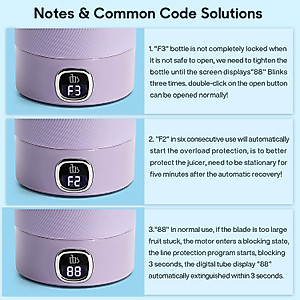 Portable Blender, MIAOKE 6 Blades Juicer Cup for Juice Shakes and Smoothies 350ml Mini Blender with Led Display Usb Rechargeable,3000Mah Rechargeable Battery, for Home Sports Outdoors Travel-Purple