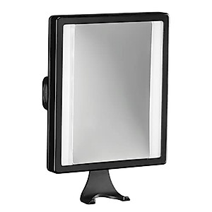 ConairMan Lighted Mirror, Fogless Mirror for Shower with 2X Magnification, Shower Mirror Fogless for Shaving, Battery Operated in Glossy Black