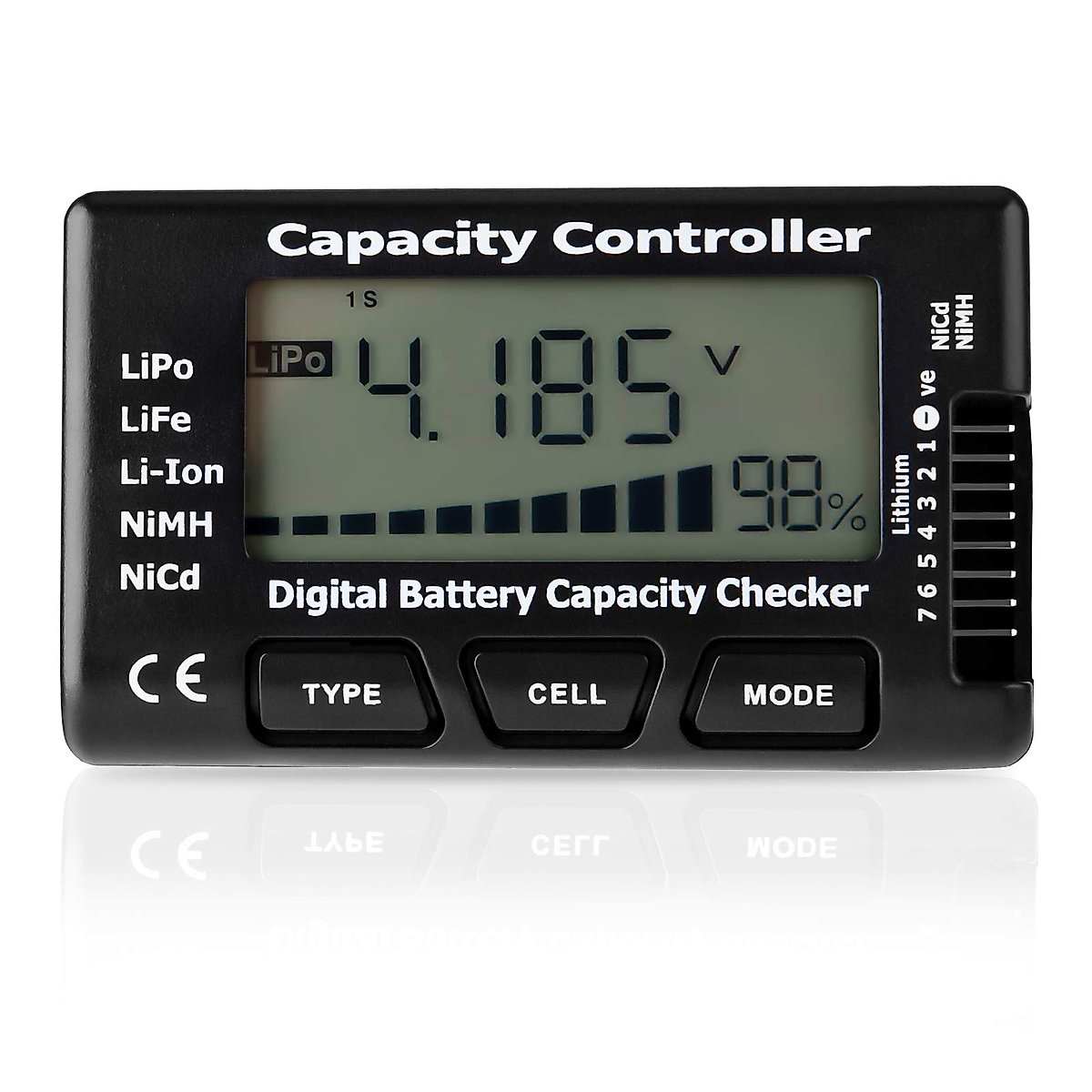 Digital Battery Capacity Tester, Battery Capacity Voltage Checker Controller Tester with LCD for LiPo Life Li-ion NiMH Battery
