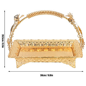 Pwshymi Coffee Serving Tray, Vintage Style Serving Tray Sturdy Zinc Alloy Elegant Metal Serving Gold Tray for Home Bar Cafe Kitchen Dining Entertaining Dinnerware Serveware Servi