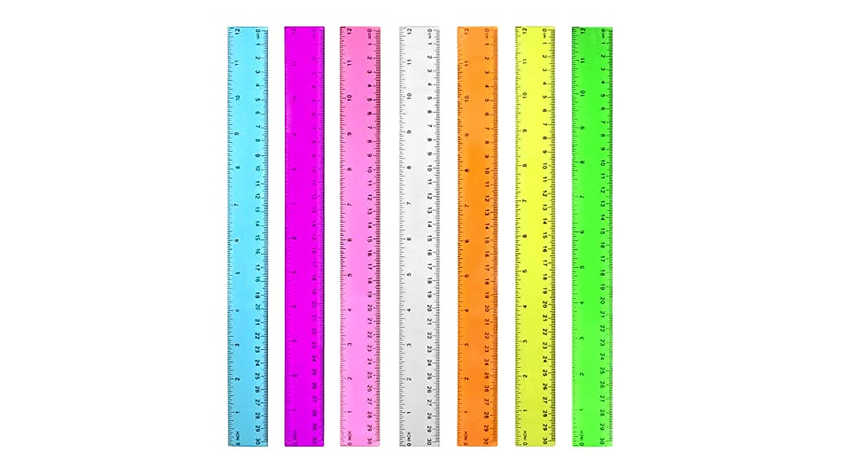 7 Pack Colored Plastic Rulers 12 inch/30cm for School Kids