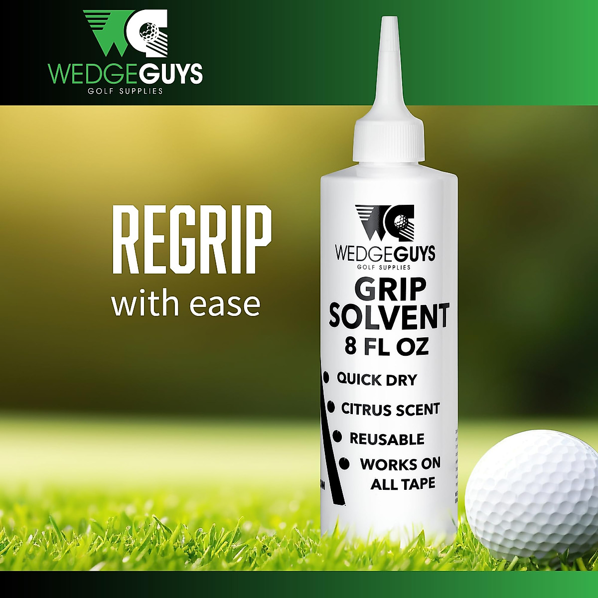 Wedge Guys Professional Golf Grip Tape Solvent for Regripping Golf Clubs | Golf Grip Solvent Solution for Easy Regripping and Golf Club Repair