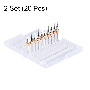 uxcell PCB Drill Bits 0.2mm Tungsten Carbide Rotary Tool Jewelry CNC Engraving Print Circuit Board Micro Drill Bits 1/8 Inch Shank 2 Set (20 Pcs)
