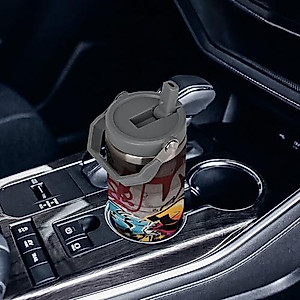 WITHSBKK 30oz Car Cup Graffiti Hip Hop Printed with Portable, Stainless Steel Travel Mug, Vacuum Insulated Tumbler And Straw, Leakproof for Car & Outdoor, UV Printed Design