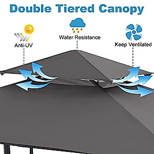 ABCCANOPY 8'x 5' Grill Gazebo Canopy - Outdoor BBQ Gazebo Shelter with LED Light, Patio Canopy Tent for Barbecue and Picnic (Dark Gray)
