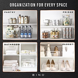 BINO | Plastic Storage Bins, X-Small - 5 Pack | THE LUCID COLLECTION | Multi-Use Built-In Handles BPA-Free Clear Storage Containers | Fridge Organizer | Pantry & Home Organization