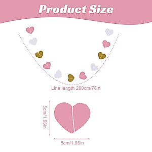 Glitter Gold Pink Heart Garland Paper Heart Streamers - 6.5 Feet Hanging Heart Banner Photographic Backdrop for Valentines Day Bridal Shower Wedding Engagement Birthday Party Decoration