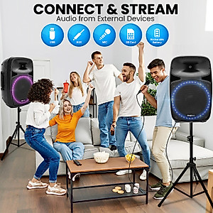 Pyle Powerful Wireless Sound 400W Portable Bluetooth PA Speaker - 12" Indoor/Outdoor Audio System w/Party Lights, Digital Display, FM/AUX/MP3/USB/SD, Handle, Wheels, Microphone, Remote