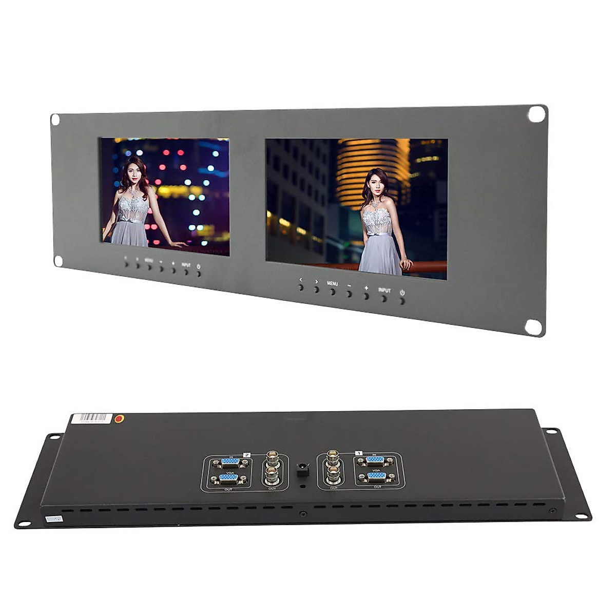 LILLIPUT RM-7024 Dual 7" 3RU Rack Monitors 800X480 with Dual 7” Screens and Dual Dual VGA, Video & DVI in/outputs Official Seller :VIVITEQ