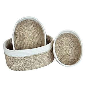 KOMBIUDA 3pcs Makeup Baskets Cotton Rope Storage Basket Desktop Snack Baskets Cotton Rope Storage Basket