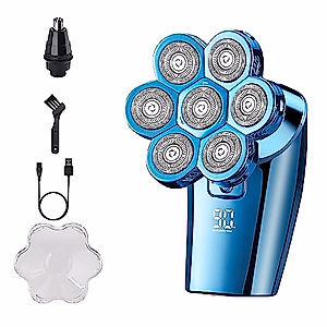 UPTARD Electric Head Shavers for Men, Bald Razor Men,Head Shaver with Nose Hair Sideburns Trimmer, LED,Travle Lock (Blue) 7.17×4.2×4.41 (ht1699)