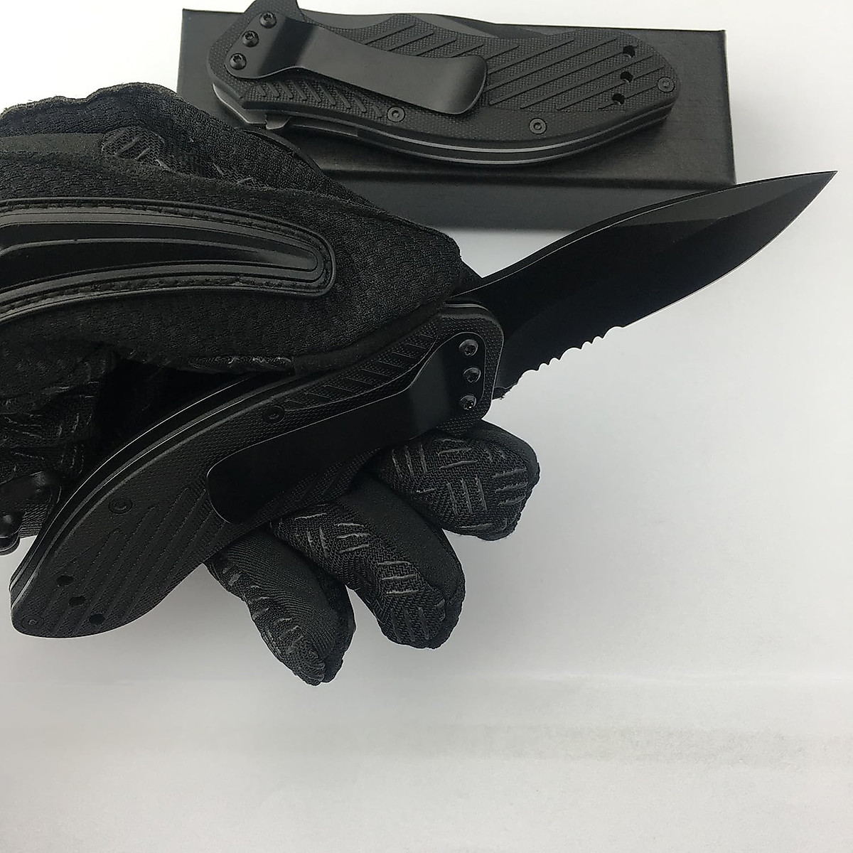 7.3-Inch Pocket Knife,Assisted Opening Folding Knife 8Cr13MoV Steel Blade and Filled Glass Nylon Handle with Pocket Clip for EDC (black)