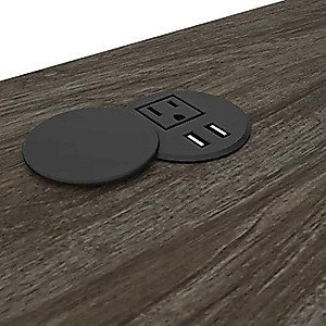 Bestar Murzim U or L-Shaped Executive Desk with Hutch, 71W, Walnut Grey