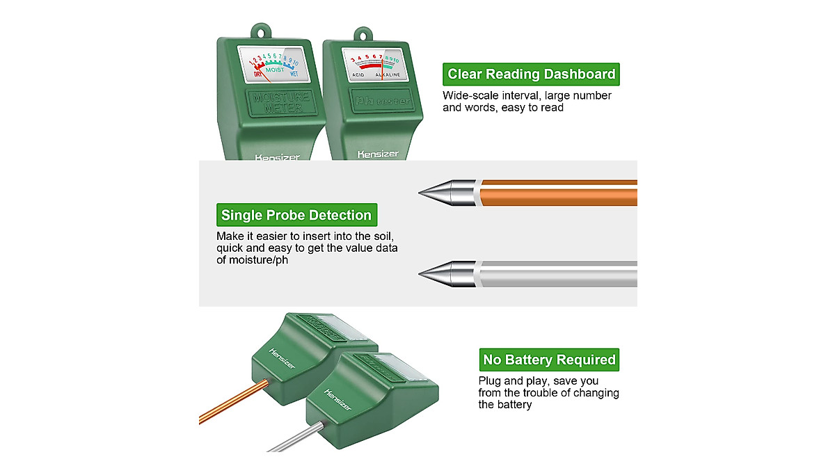 Kensizer Soil Tester - Accurate pH and Moisture Readings