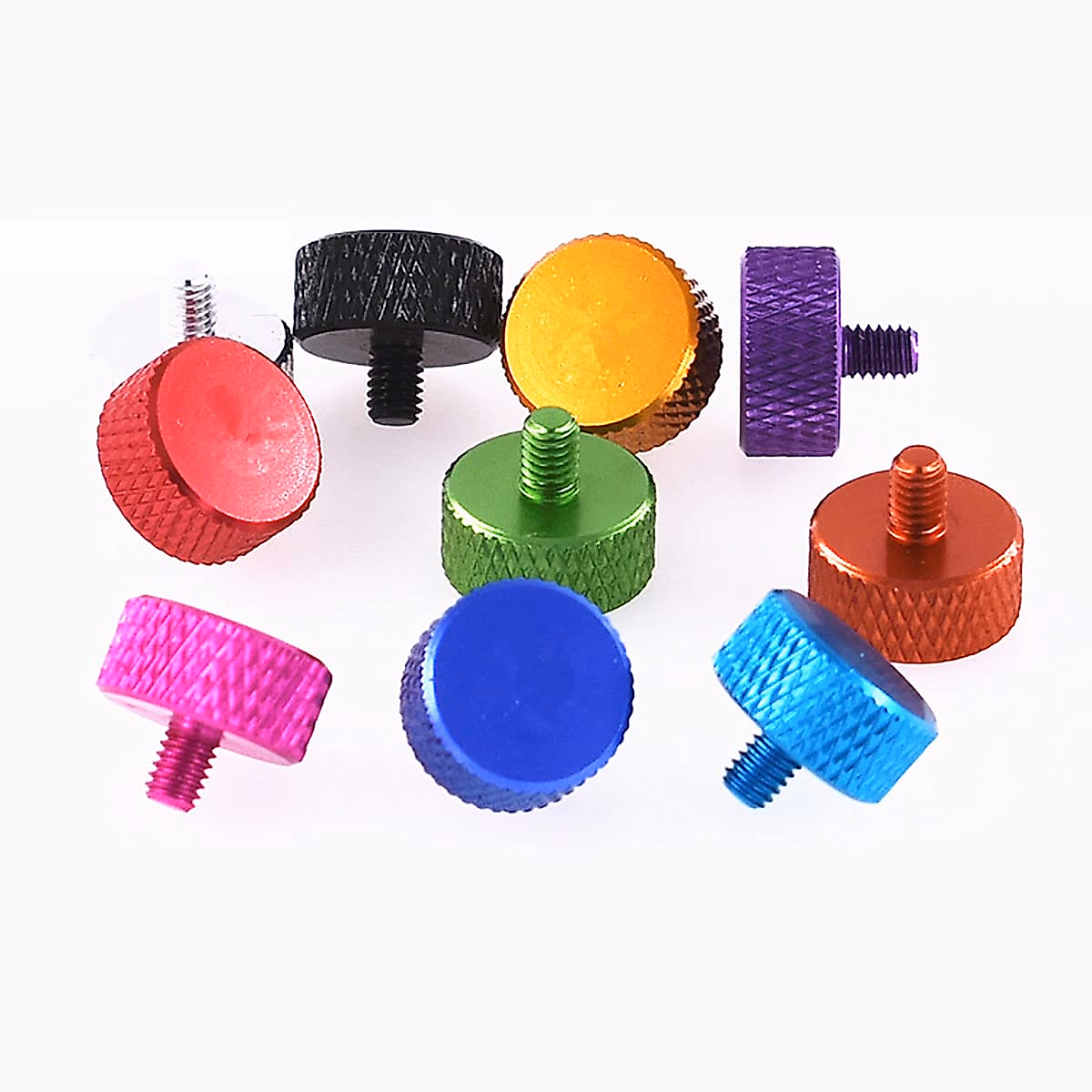 5pcs/lot M3 Knurled Colourful Aluminum Thumb Screws 5 6 8 10 12 16 20mm - 50mm Plain Head Hand Tighten Screws for Computer Case (Color : Silver, Size : 12mm)